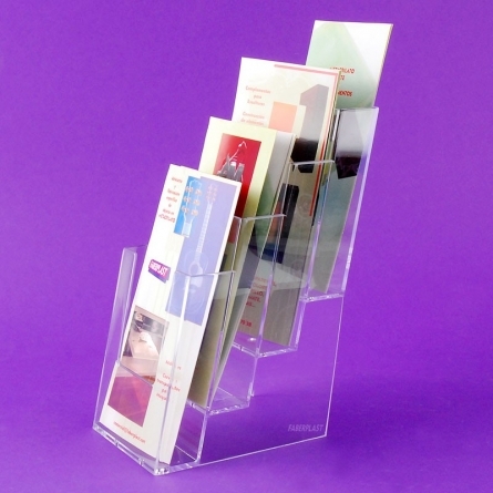 Acrylic DESK Brochure Holder 1/3 4 VERTICAL - 4 POCKETS | Brochure ...